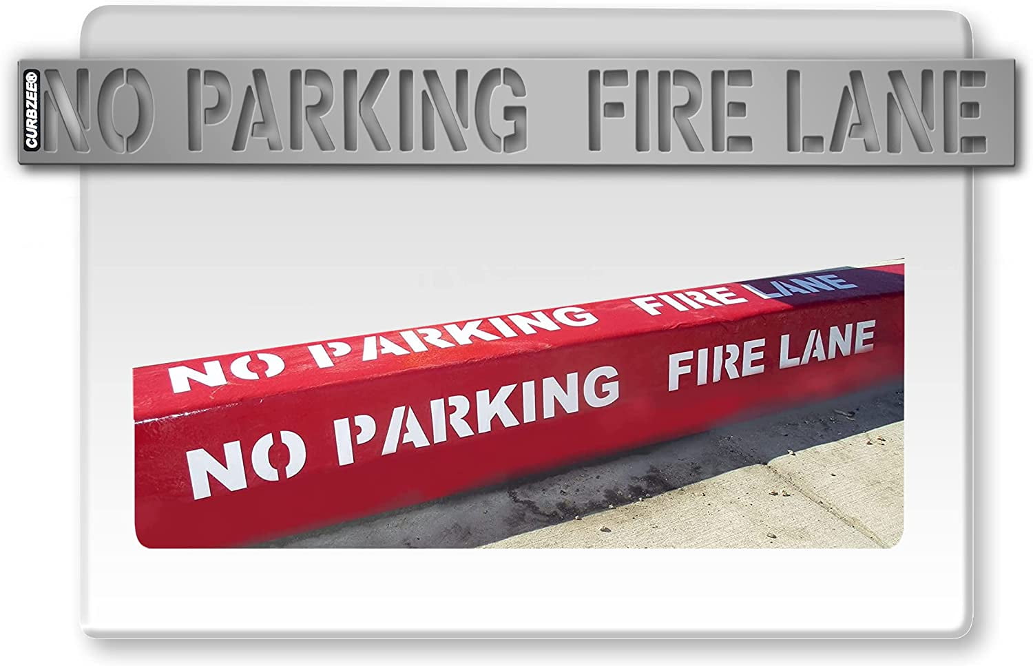 Curb N Sign Fire Lane Stencil - 4 Inch Premium No Parking Stencil for ...
