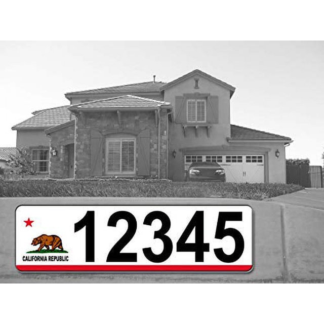 Curb-N-Sign, Reflective Curb Address Plaque, 5x18in, California Flag ...