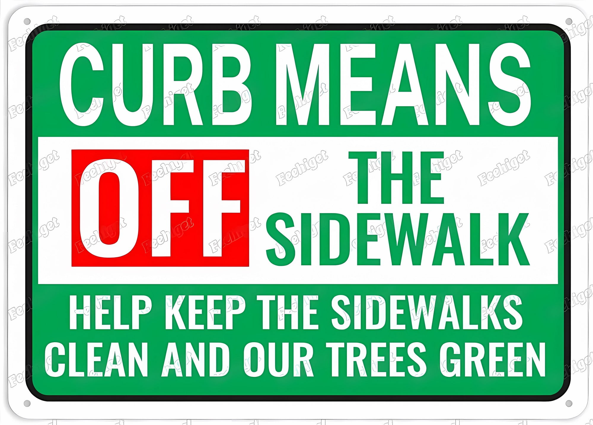 Curb Off Sidewalk Keep Clean Retro Sign - 12×8 Inches, Metal Tin Sign ...