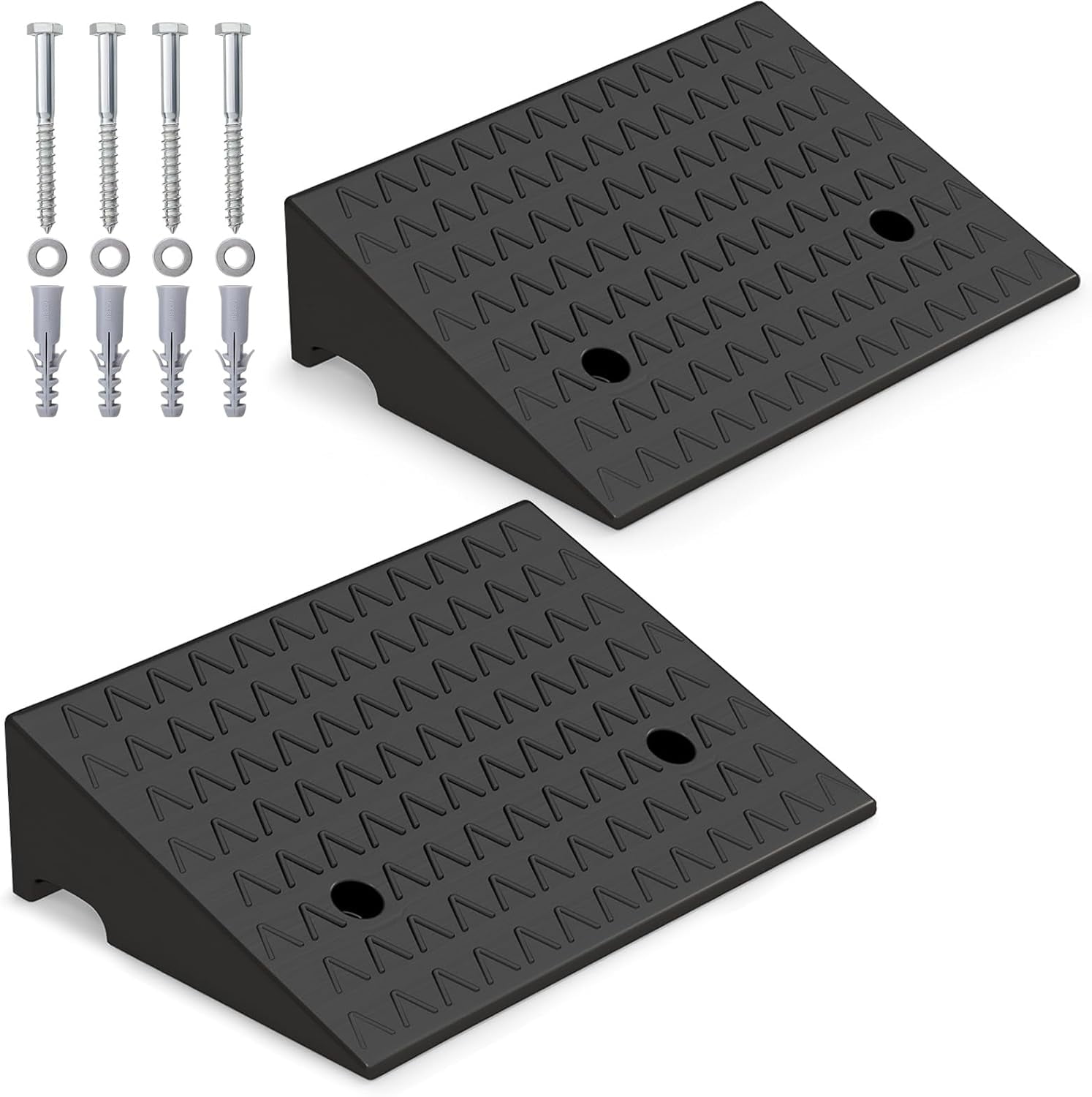 Curb Ramp 2 Pack, 4.5” Raised Height Rubber Threshold Ramps Set, 6800 ...
