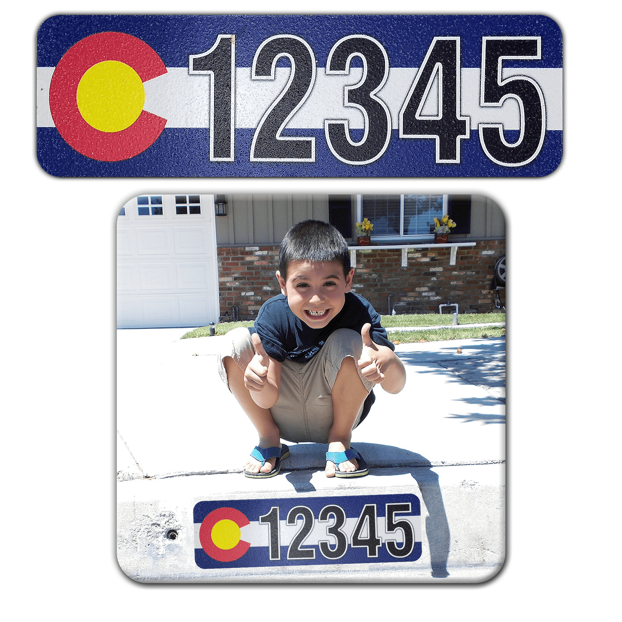 Curb-N-Sign® Curb Wrap® Reflective Address Sticker Decal, Customized Aluminum House Number Decal ...