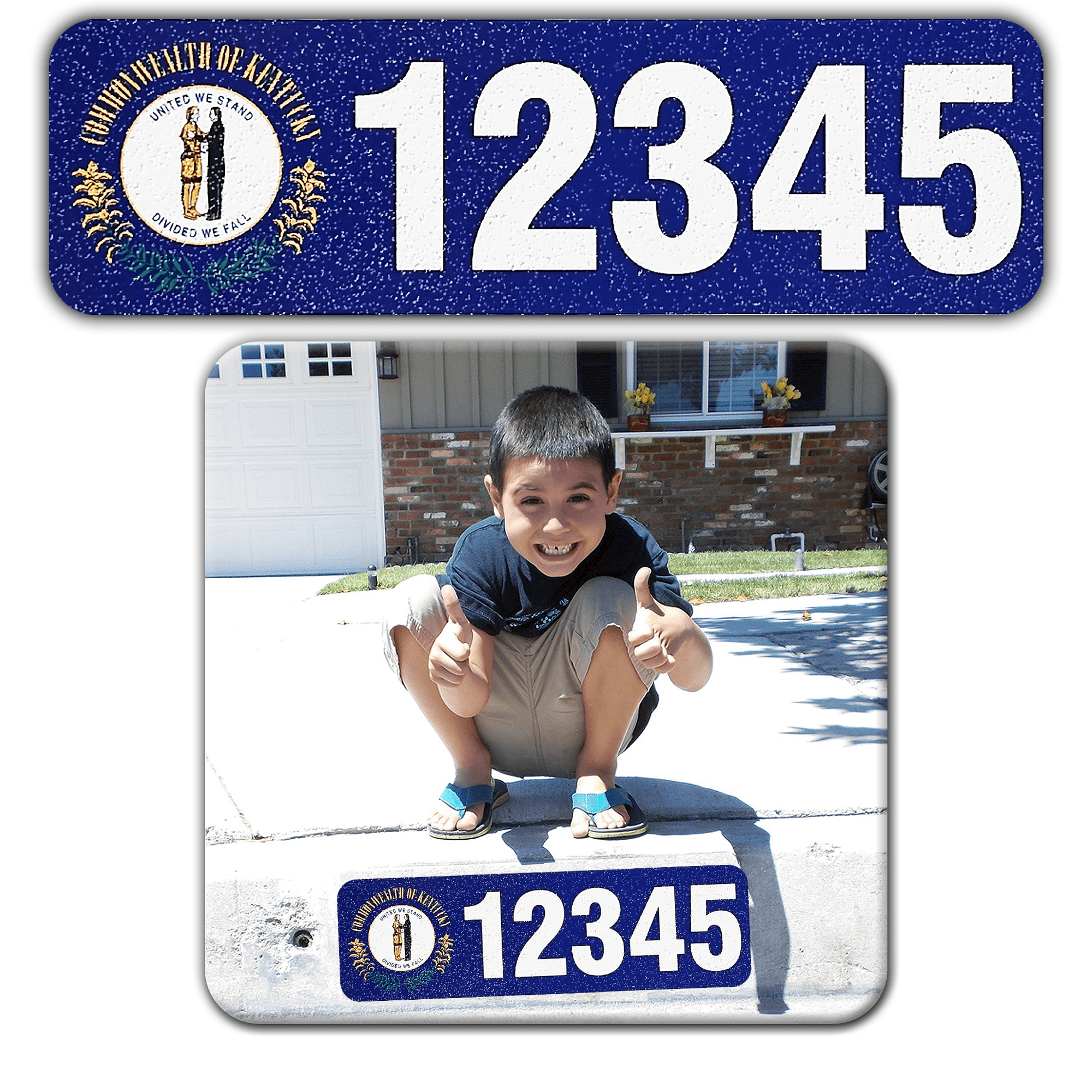 Curb-N-Sign® Curb Wrap® Reflective Address Sticker Decal, Customized Aluminum House Number Decal ...