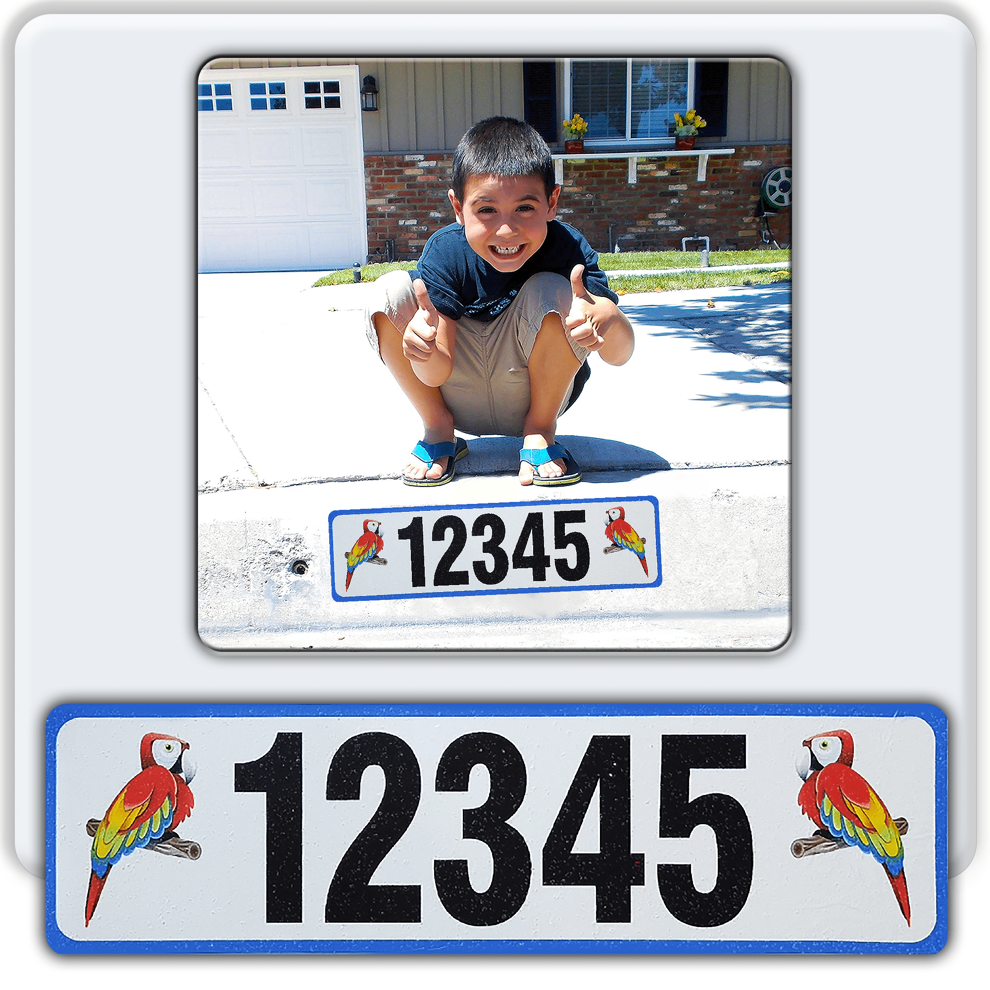 Curb-N-Sign®Curb Wrap® Address Sticker Decal, Customized Reflective Aluminum Curb Address Number ...