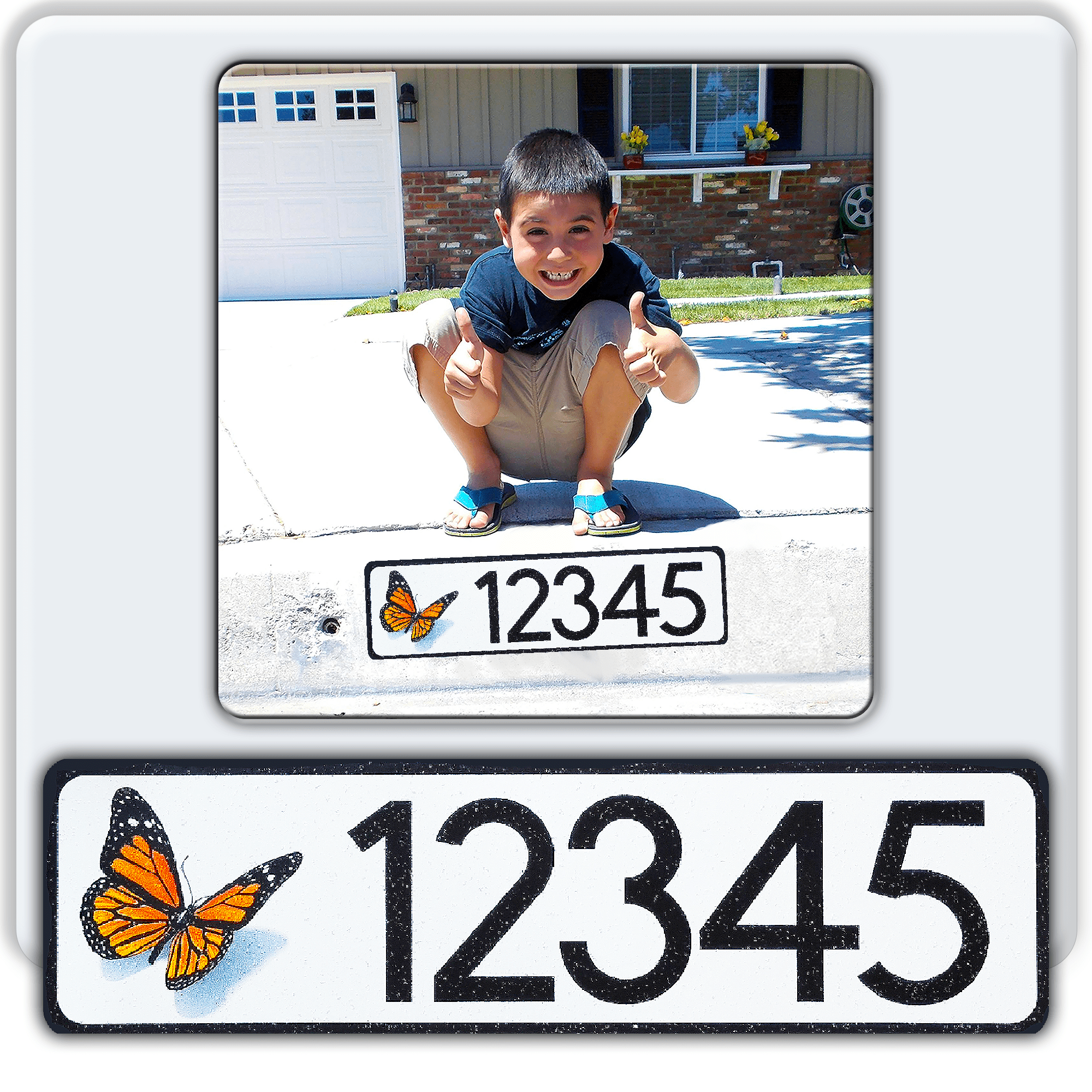 Curb-N-Sign®Curb Wrap® Address Sticker Decal, Customized Reflective Aluminum Curb Address Number ...