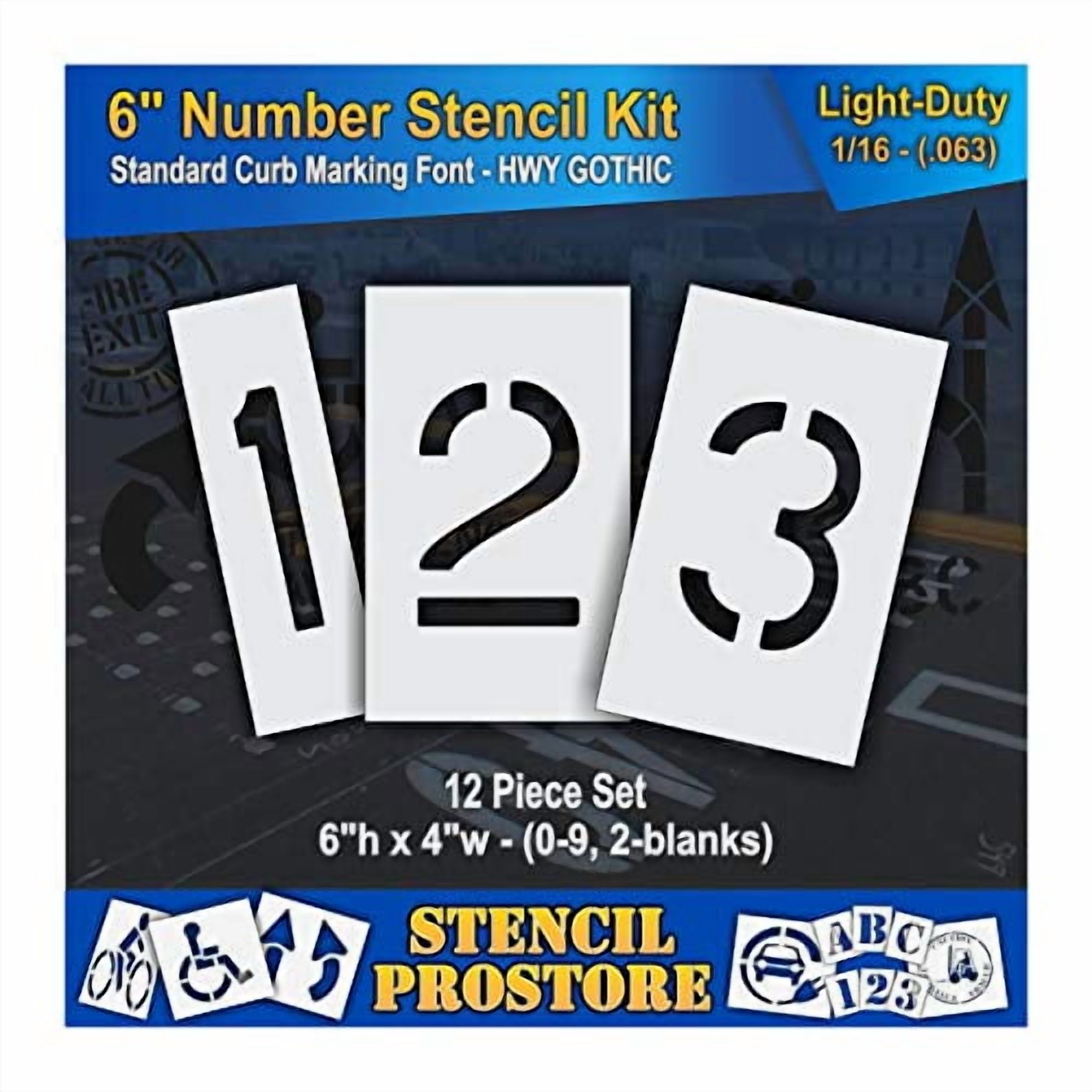 Curb and Median Stencils - 6 inch Number KIT Stencil Set - (12 Piece ...