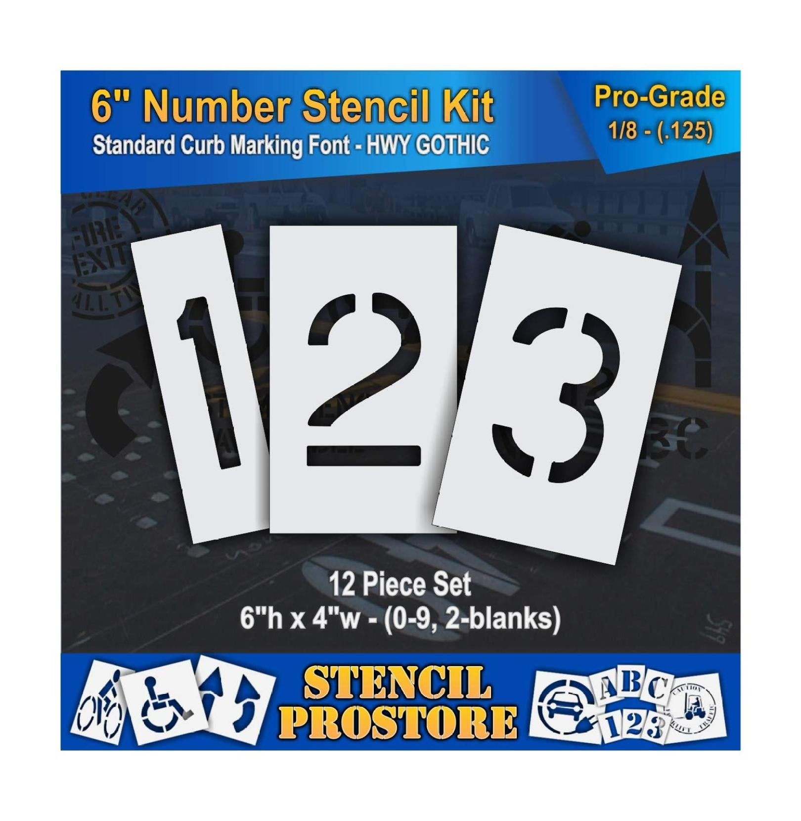Curb and Median Stencils - 6 inch Number KIT Stencil Set - (12 Piece ...