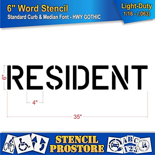 Curb and Median Stencils - 6 inch Resident Stencil - 6" x 35" x 1/16 ...
