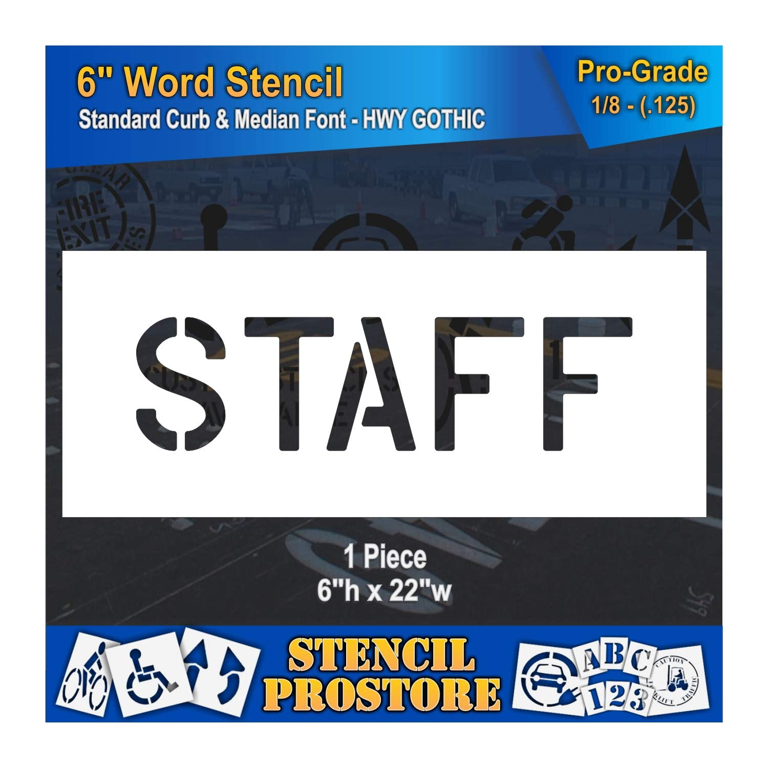 Curb and Median Stencils - 6 inch Staff Stencil - 6" x 22" x 1/8'' (128 ...