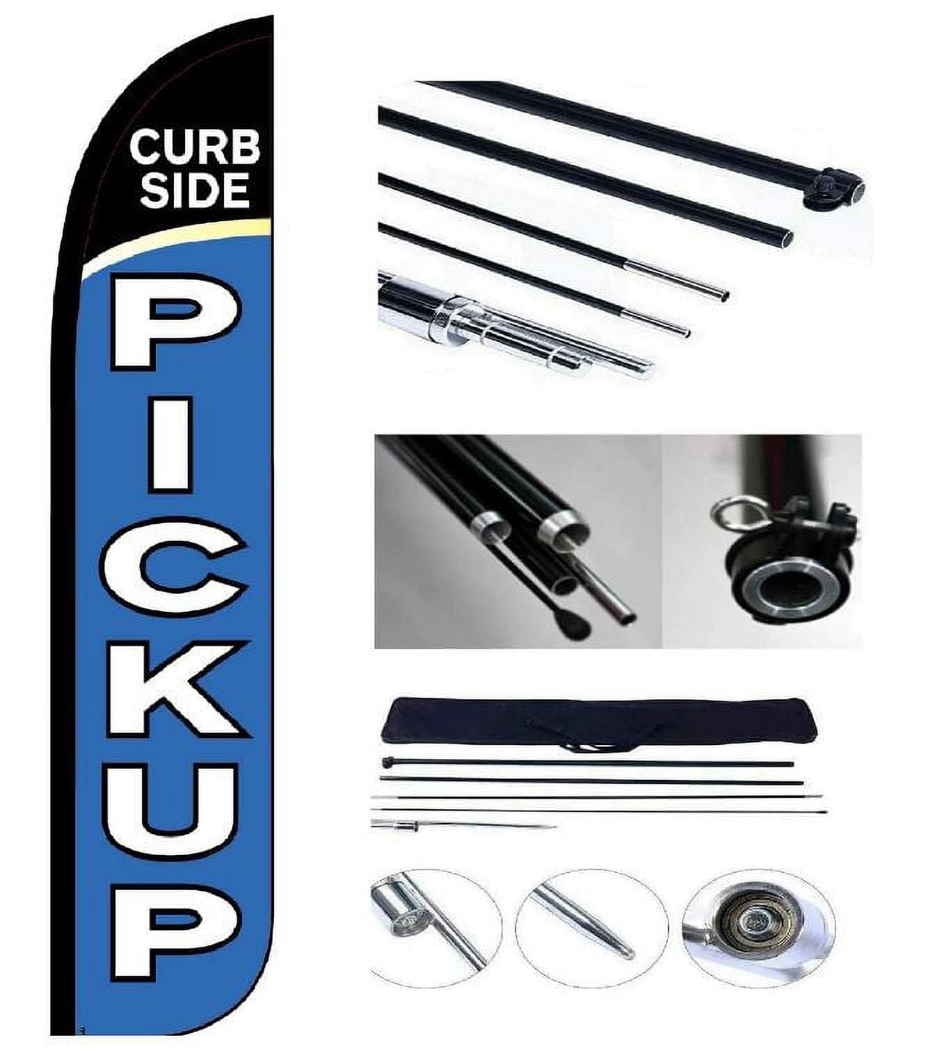 Curbside Pickup Business Windless Feather Flutter Flag 10 x 2.5 Foot ...