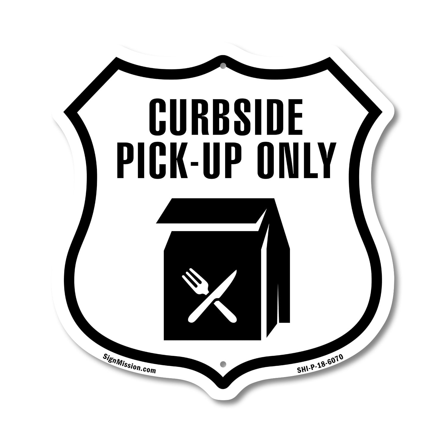 Curbside Pickup Only (2 Pack) 6 inch X 6 inch Shield Shaped Commercial ...