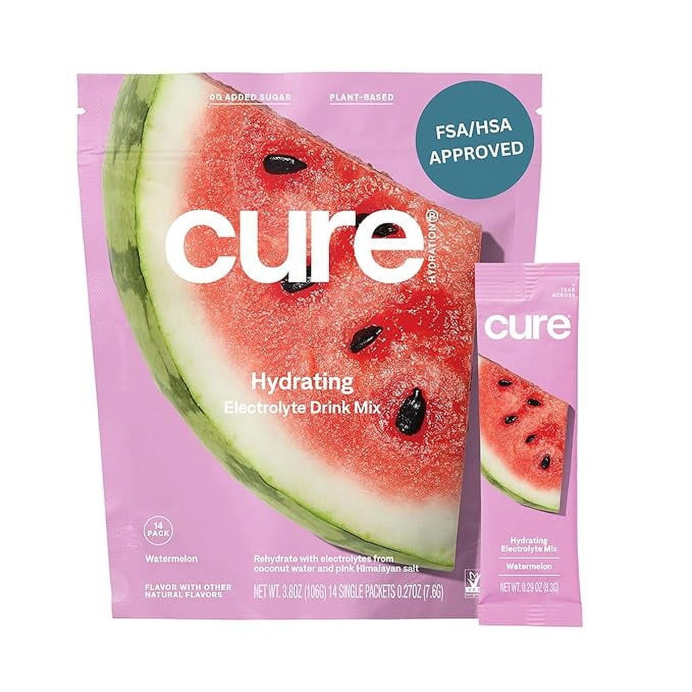 Cure Hydration Hydrating Electrolyte Drink Mix Watermelon - 14 Packs ...
