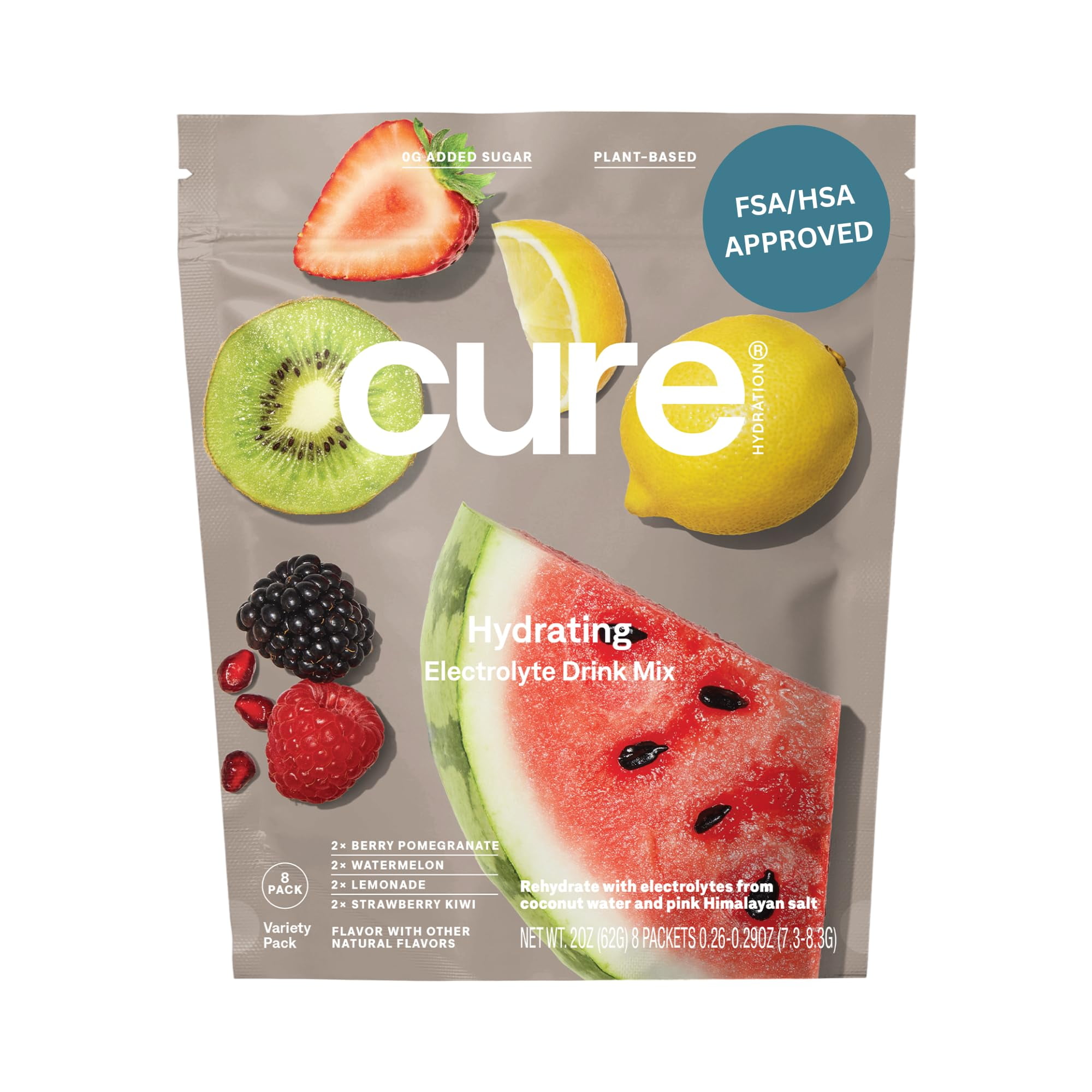 Cure Hydration | Plant-Based Electrolyte Drink Mix | No Added Sugar | FSA & HSA | Dehydration ...