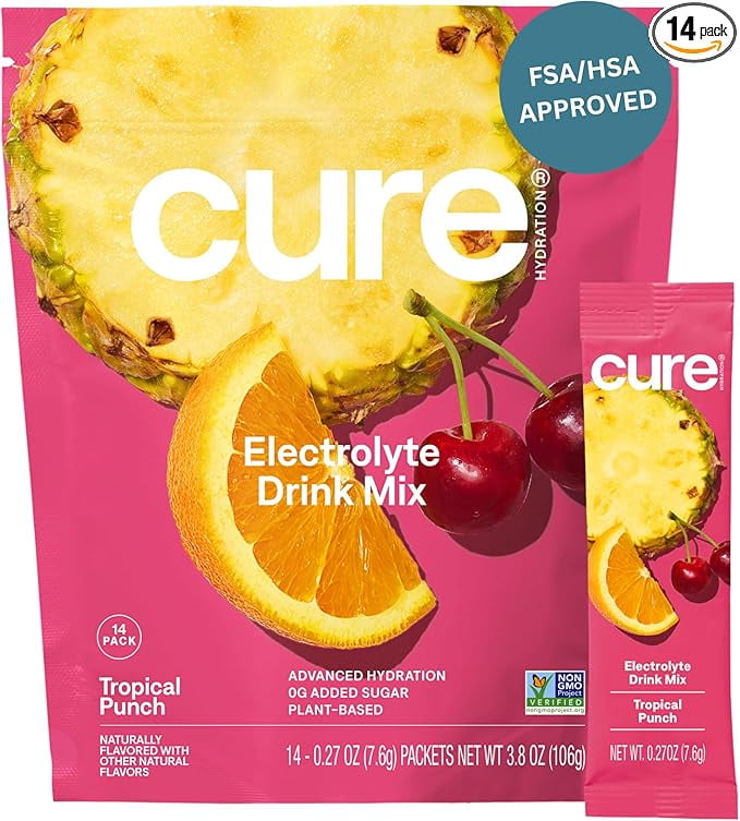 Cure Hydration Plant-Based Electrolyte Drink Mix No Added Sugar FSA and ...