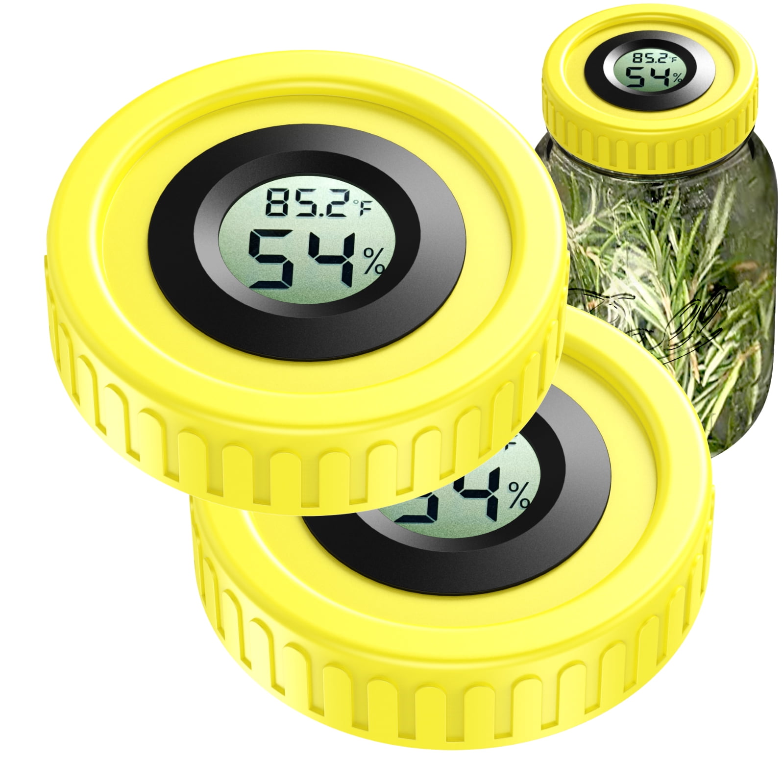 Cure Lid For Mason Jar Hygrometer Thermometer Small Digital 70MM ...