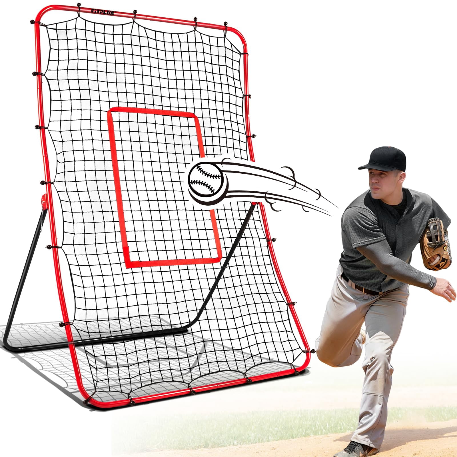 CureCalor Baseball Rebounder Net, Softball Rebounder Pitchback Net, 5 ...