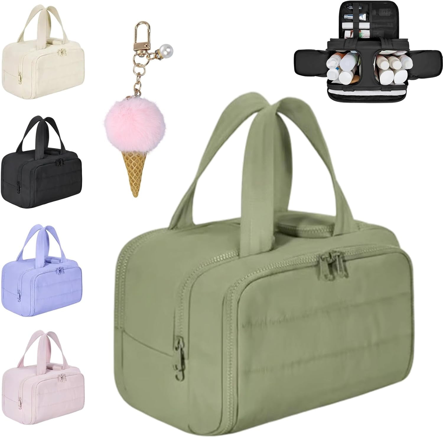 Cureaway Travel Cosmetic Bag, Large Capacity Wide-Open Travel Cosmetic ...