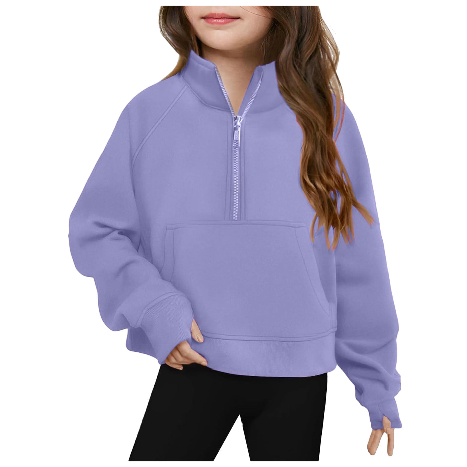 Curenmufel Crop Sweatshirts for Girls Girls Half Zipper Sweatshirts ...