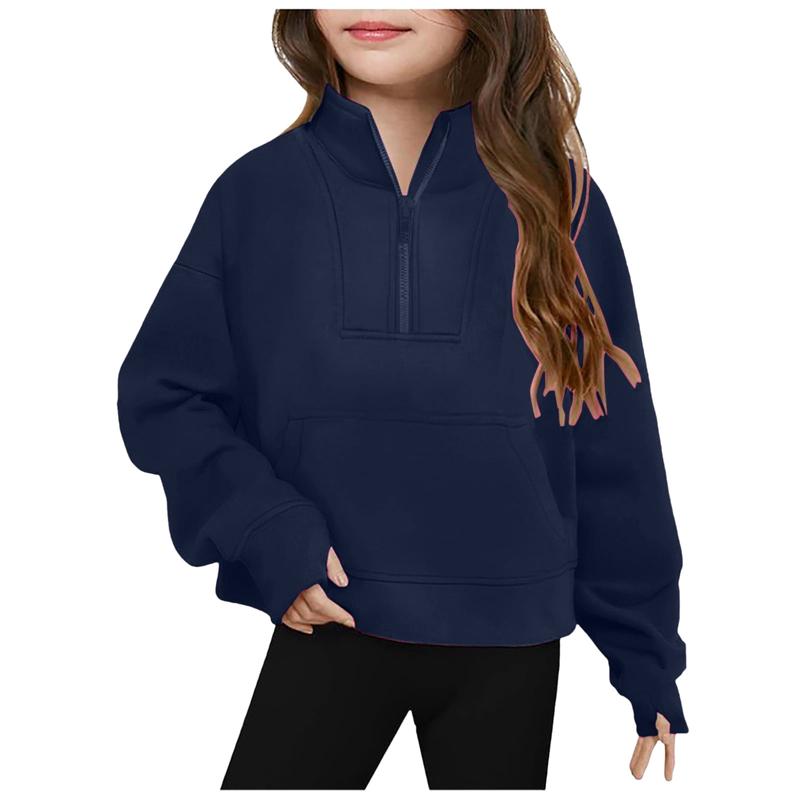 Curenmufel Girls Half Zip Sweatshirt Fleece Quarter Zip Pullover ...