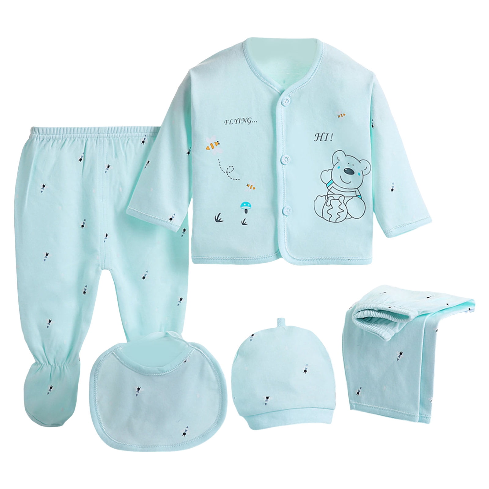 Curenmufel New Born Clothes Baby Girl 5PCS 0-3M Boys Girls Baby Cotton ...