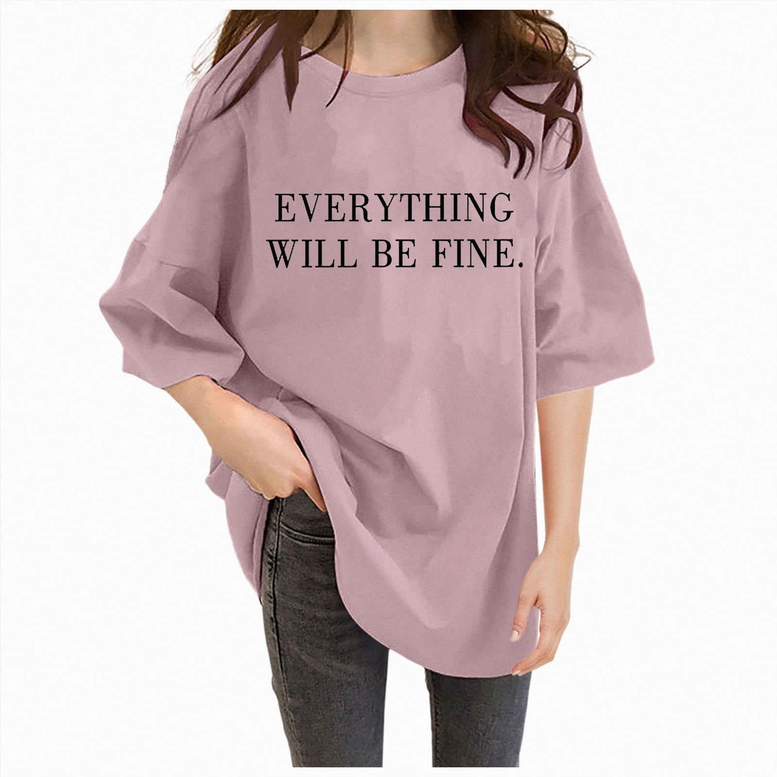 Curenmufel Oversized Tees for Women T Shirts Workout Crewneck Tops ...