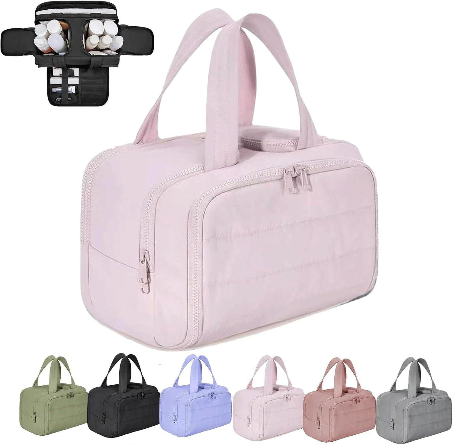 Curetoaway Large Capacity Travel Cosmetic Bag with Wide Opening ...