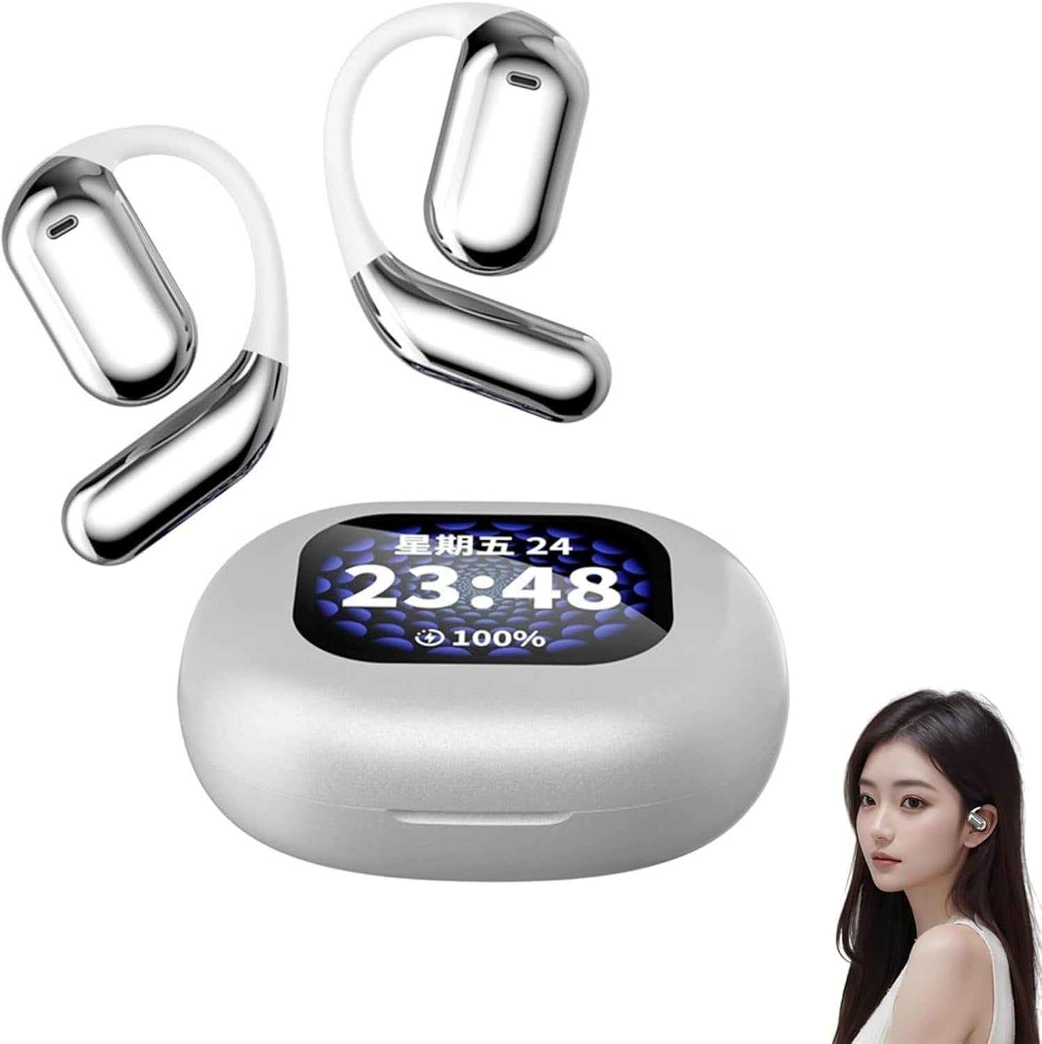 Curetoaway True Powerful Bluetooth 5.4 Open Ear Earbuds, Ipx5 Waterproof,Multi Language ...