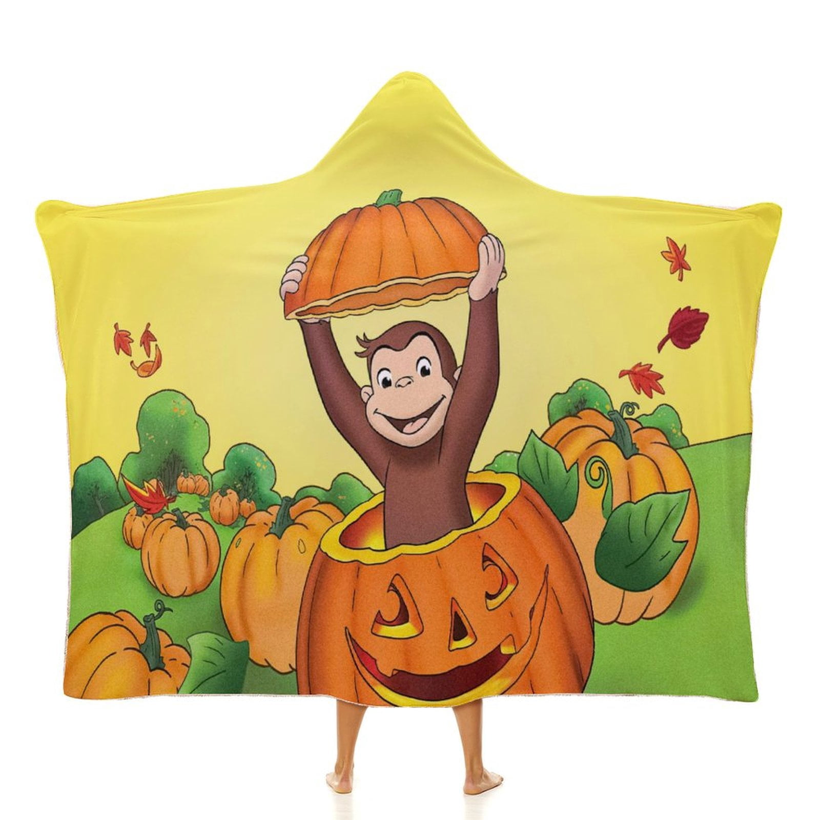 Curi-ous Geor-ge Wearable Hooded Blankets Throw Cloak Blanket for Bed ...