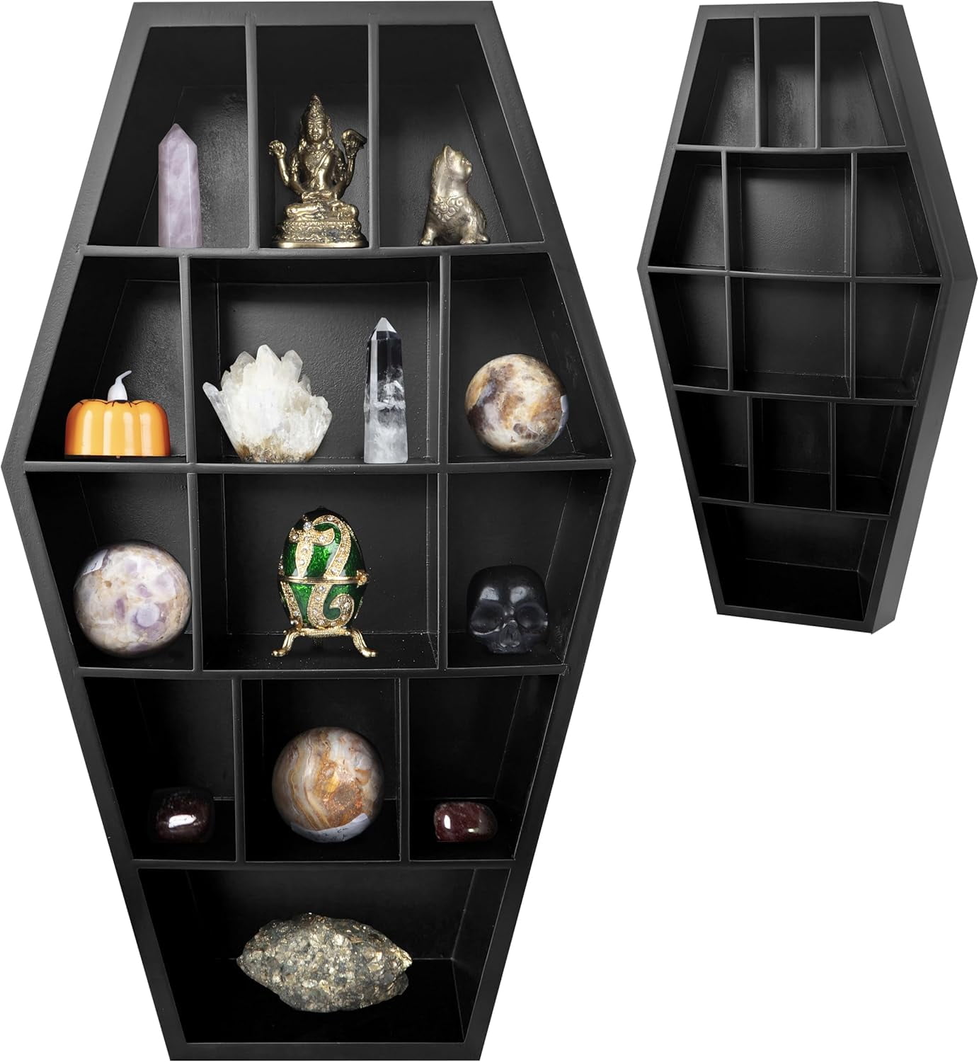 Curio Coffin Shelf - Wooden Goth Decor for Display or Storage of Shot ...