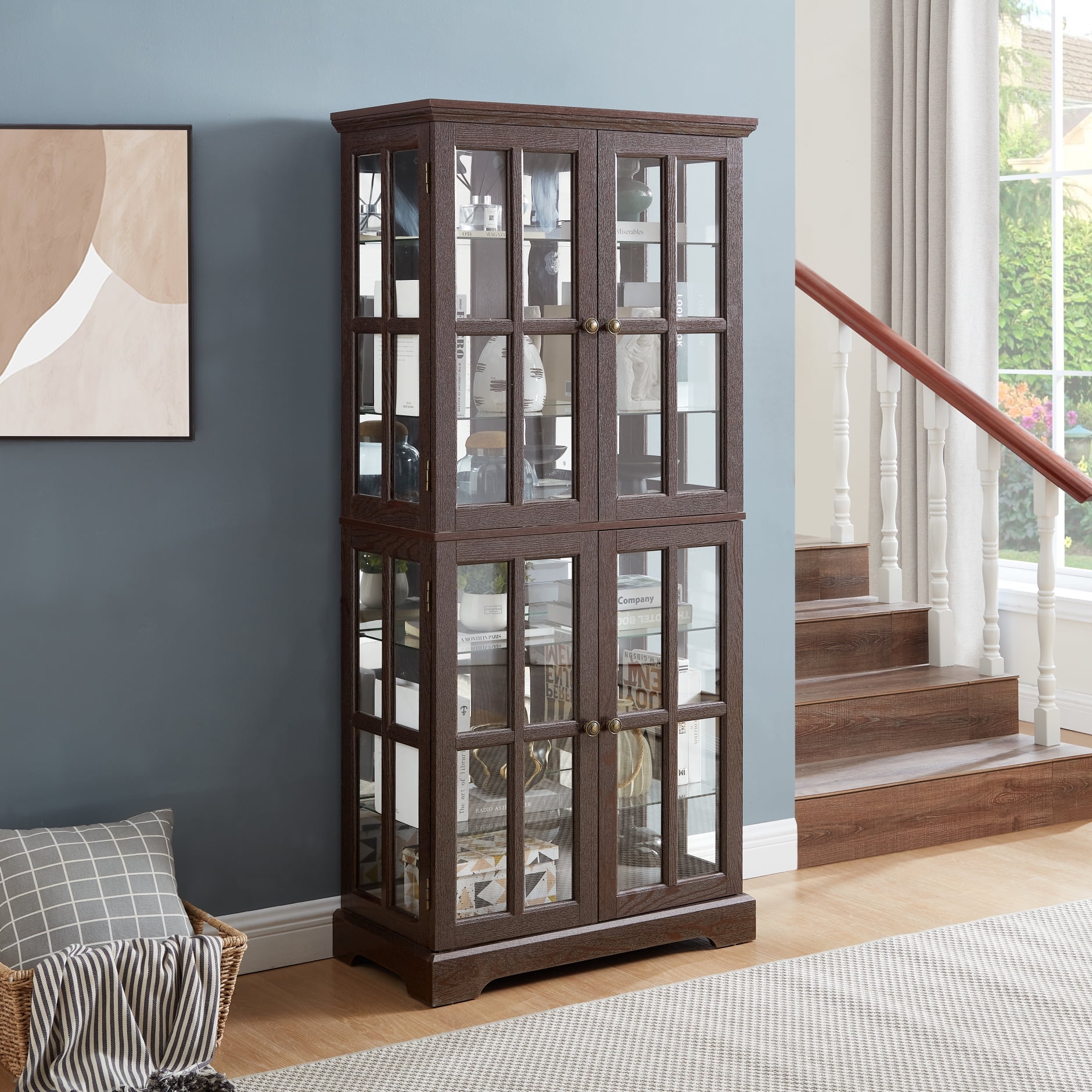 Curio Display Cabinet,Antique Display Cabinet with Glass Doors ...