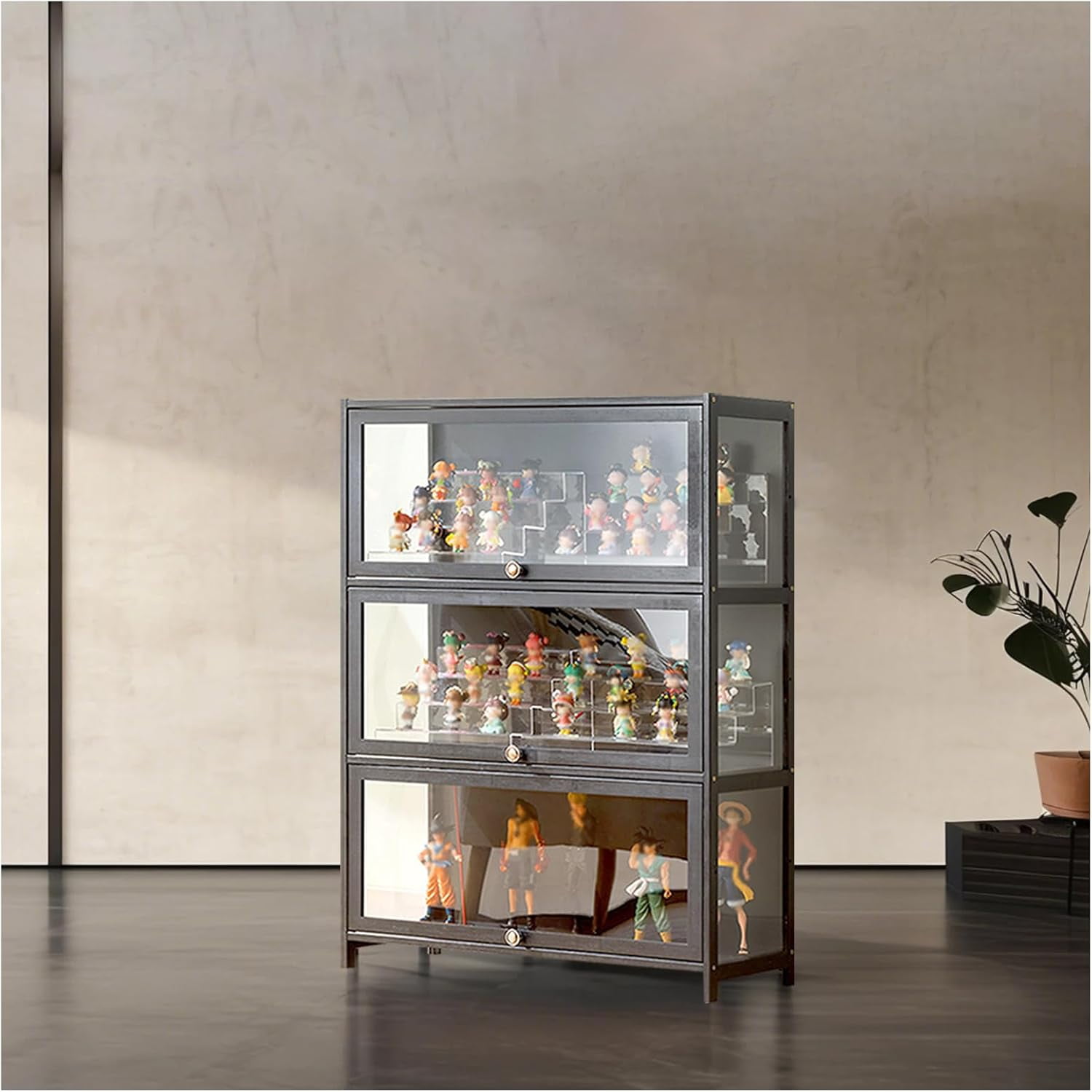 Curio Display Cabinet Display Case Storage Shelves with Acrylic Glass ...