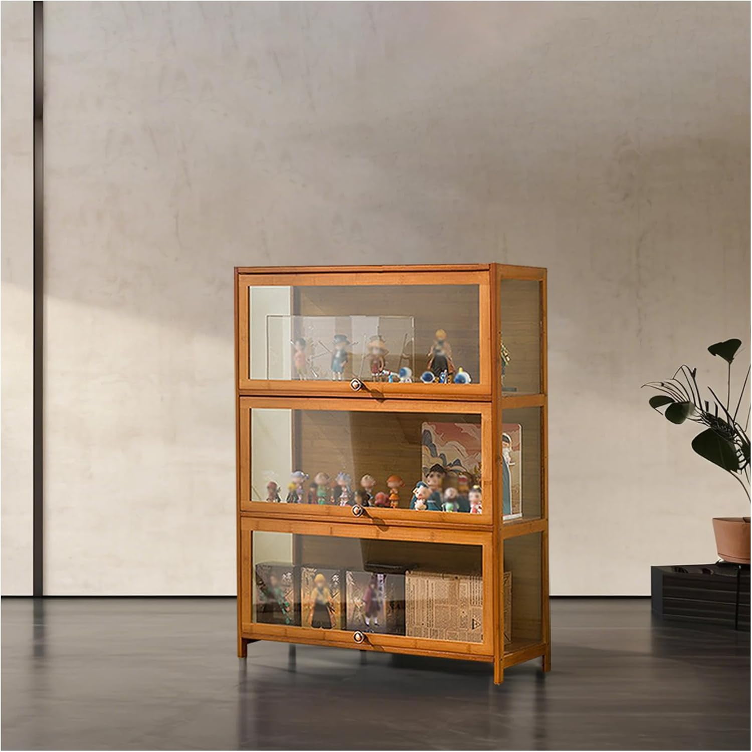 Curio Display Cabinet Display Case Storage Shelves with Acrylic Glass ...