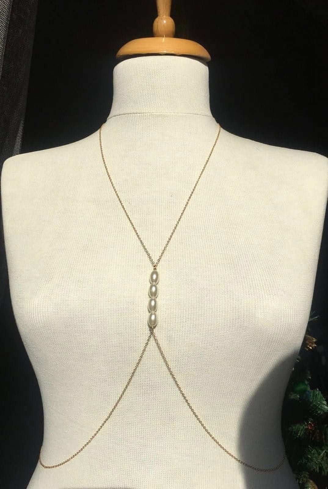 Curio Jewelry 4 Pearl Body Chain Necklace in 925 Sterling Silver ...