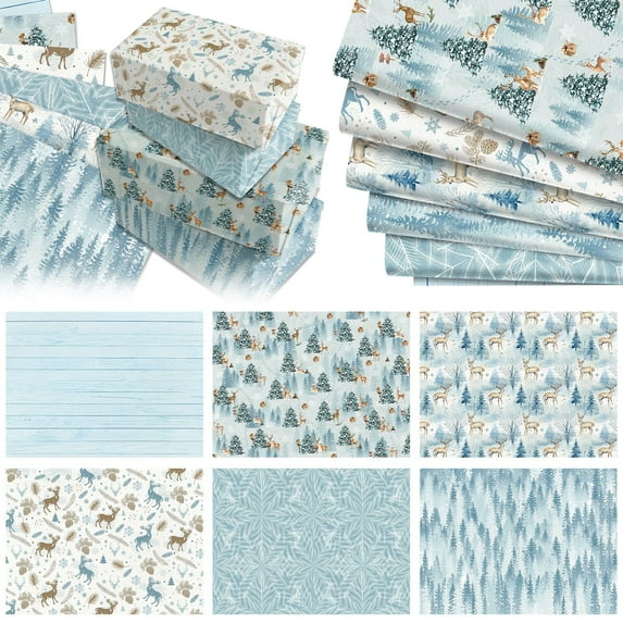 CurioCo Deer Wrapping Paper 12 Sheet, Green Christmas Wrapping Paper ...