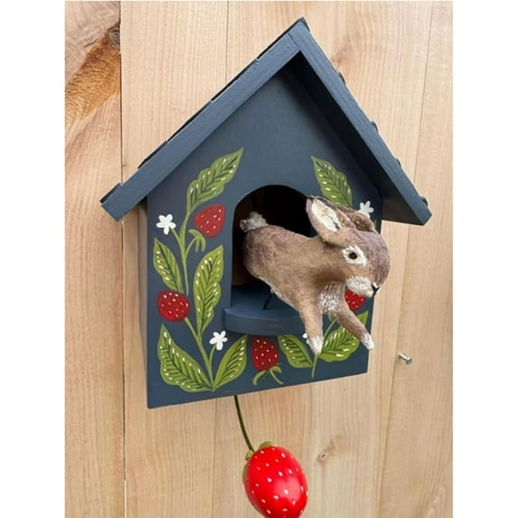 CurioCo Hand-Painted Wooden Decorative Birdhouse Outdoor Hanging ...