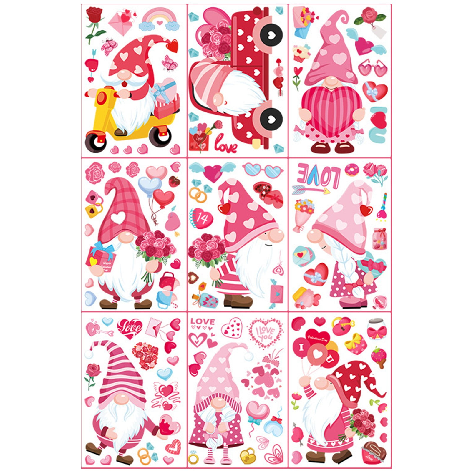 CurioCo Heart Shape Valentine's Day Window Clings Reusable Glass Decals ...