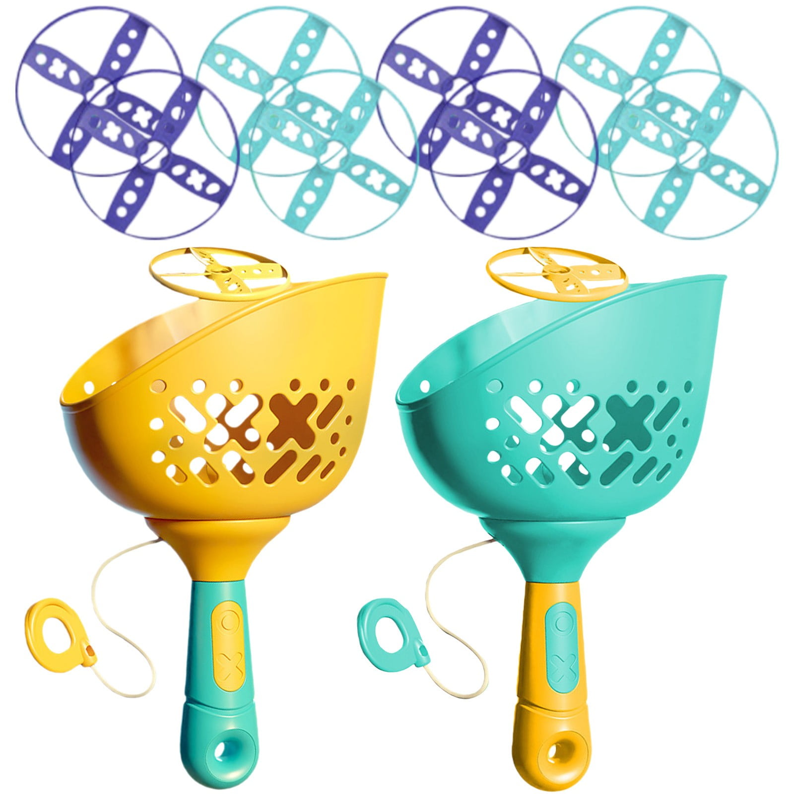 CurioCo Manual Disc Launcher Toy Set with 32 Soft Discs, Outdoor ...