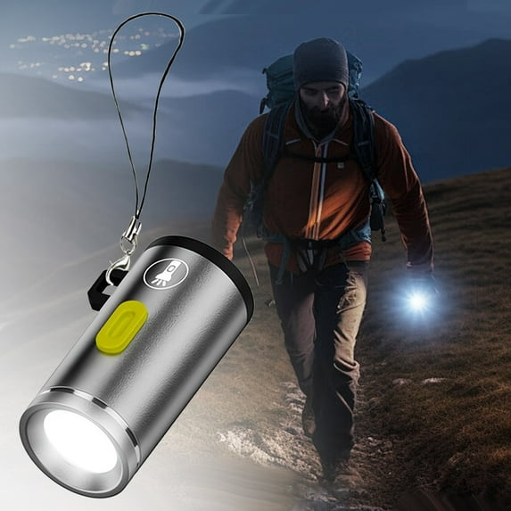 CurioCo Mini USB-C Rechargeable LED Flashlight 1000 Lumen Pocket Torch Aluminum - Super Bright ...