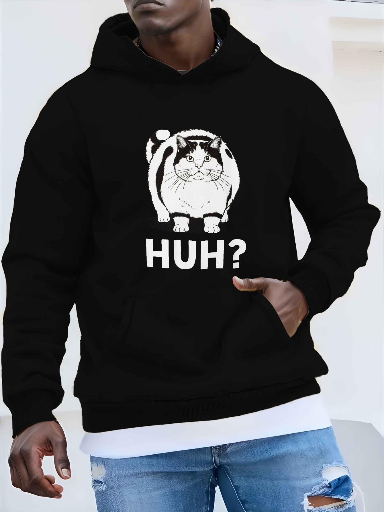 Curiosity Cat HUH MenS Hoodies, Casual Wear, Lounge Clothing, Graphic ...