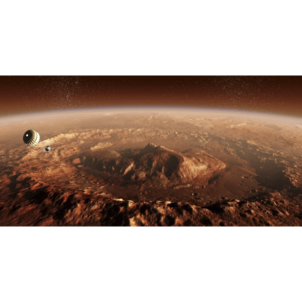 Curiosity rover descending into Gale Crater on Mars Poster Print ...