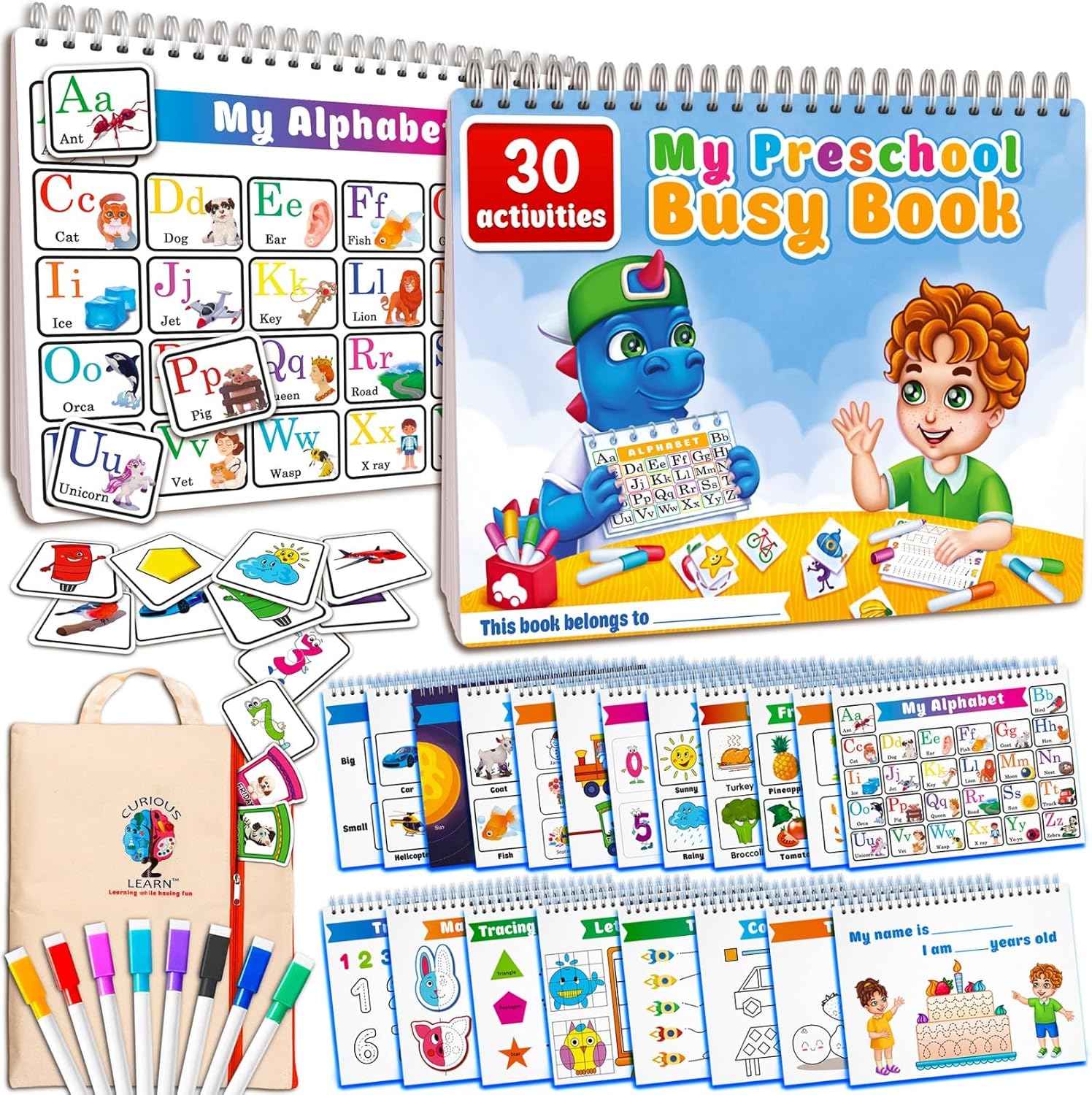 Curious 2 Learn Montessori Busy Book for Toddlers Ages 3 and Up, Pre K ...