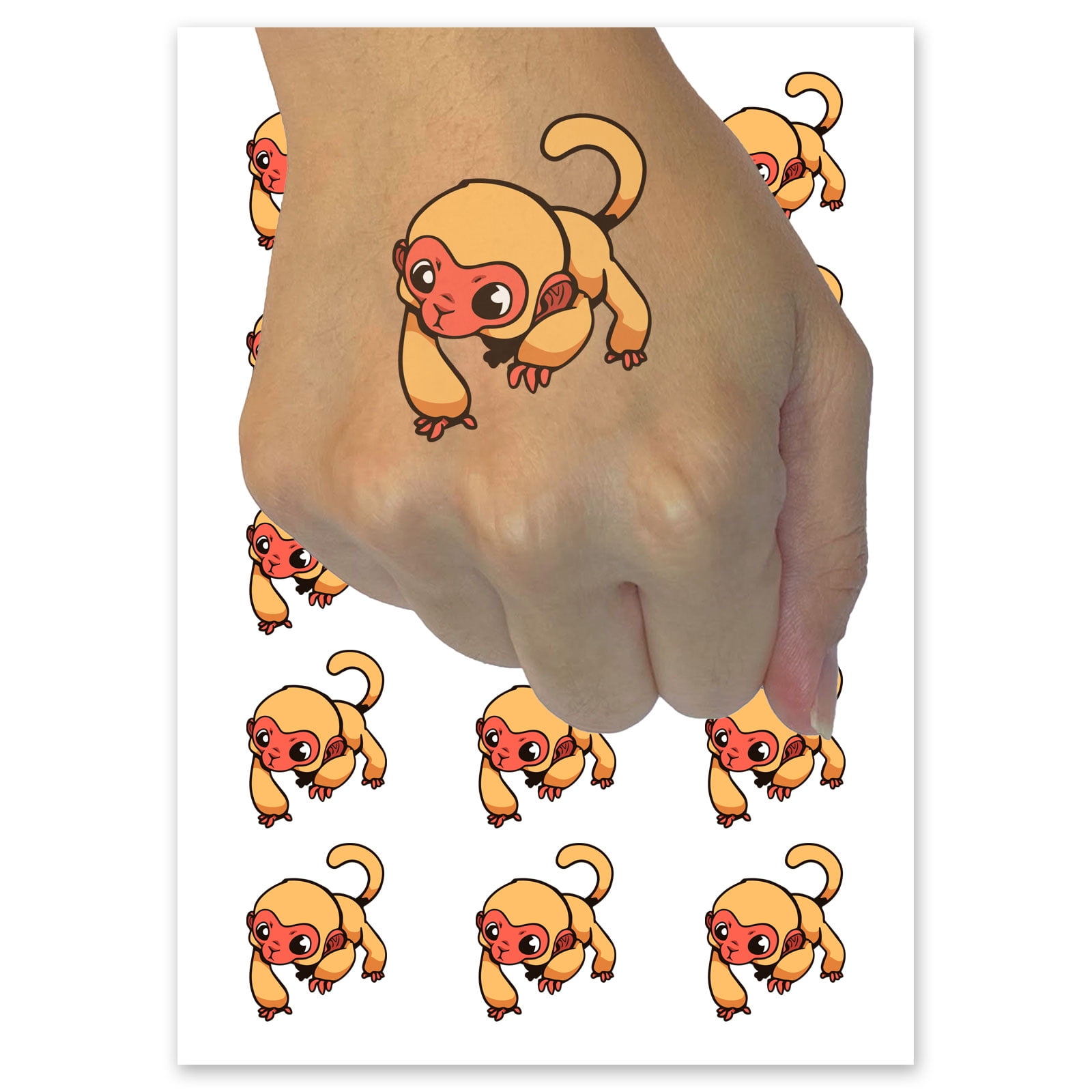 Curious Adorable Baby Monkey Temporary Tattoo Water Resistant Fake Body ...
