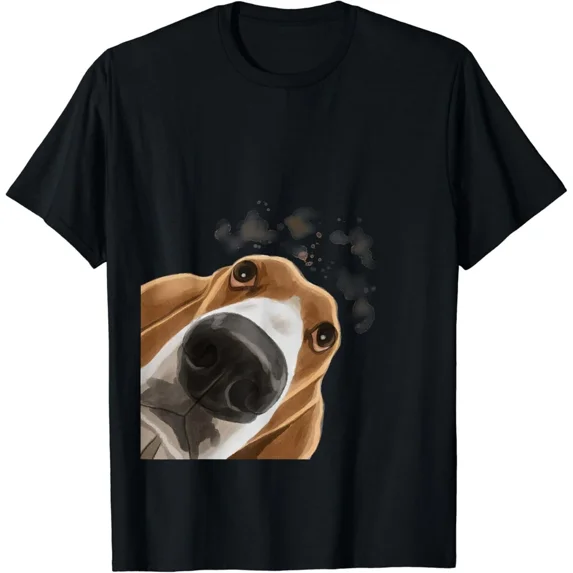 Curious Basset Hound Dog Face Funny Pet Lover Gift Droopy Ears Unisex T ...