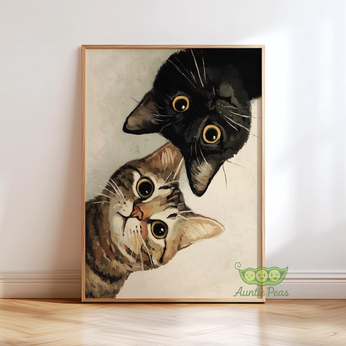 Curious Cats Wall Art, Whimsical Animal Print, Playful Cat Illustration ...