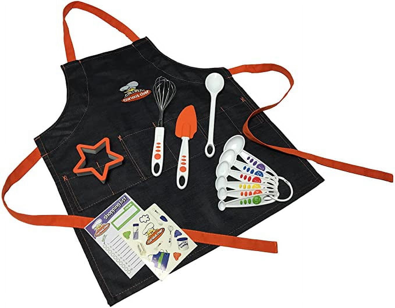 Tailor Made Kids Chef Kit, 11pc Cooking Tools, Cotton Denim Apron ...