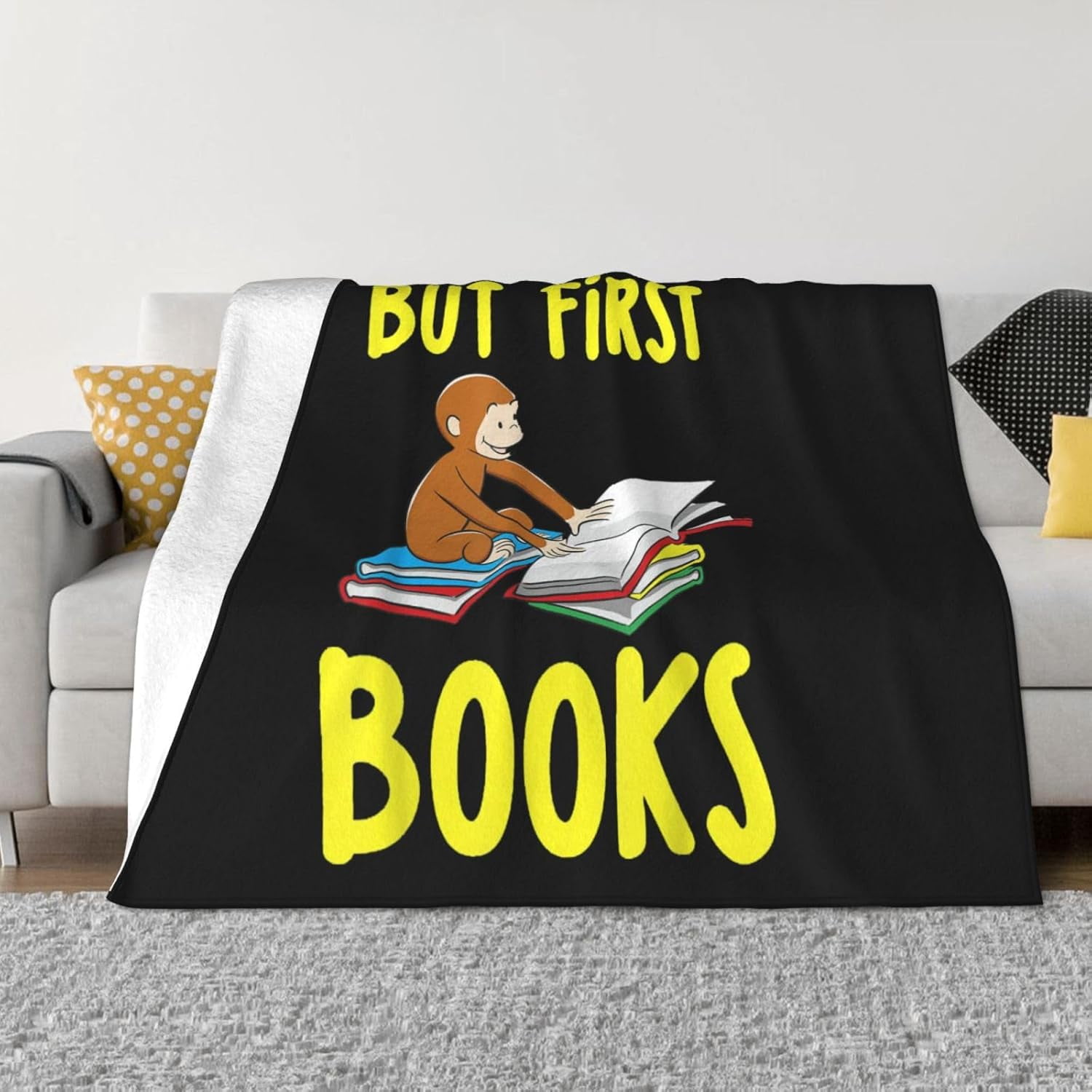 Curious George Bed Throw Blanket Soft Lightweight Cozy Warm Blankets ...