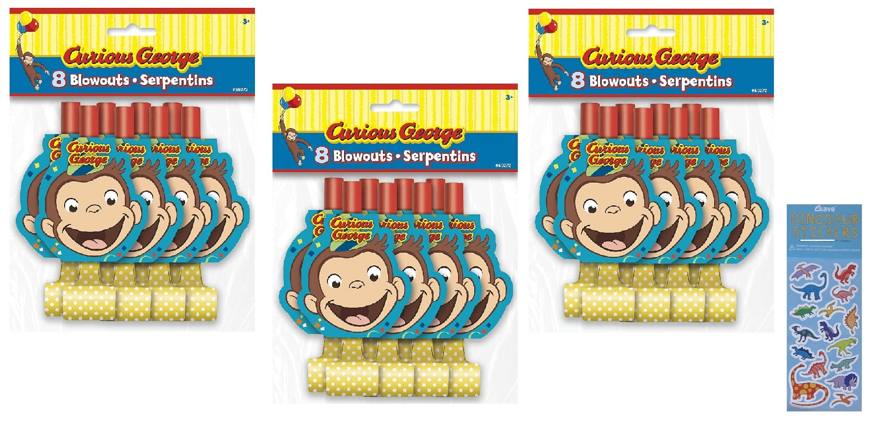 Curious George Birthday Party Supplies Bundle Pack includes 24 Party ...