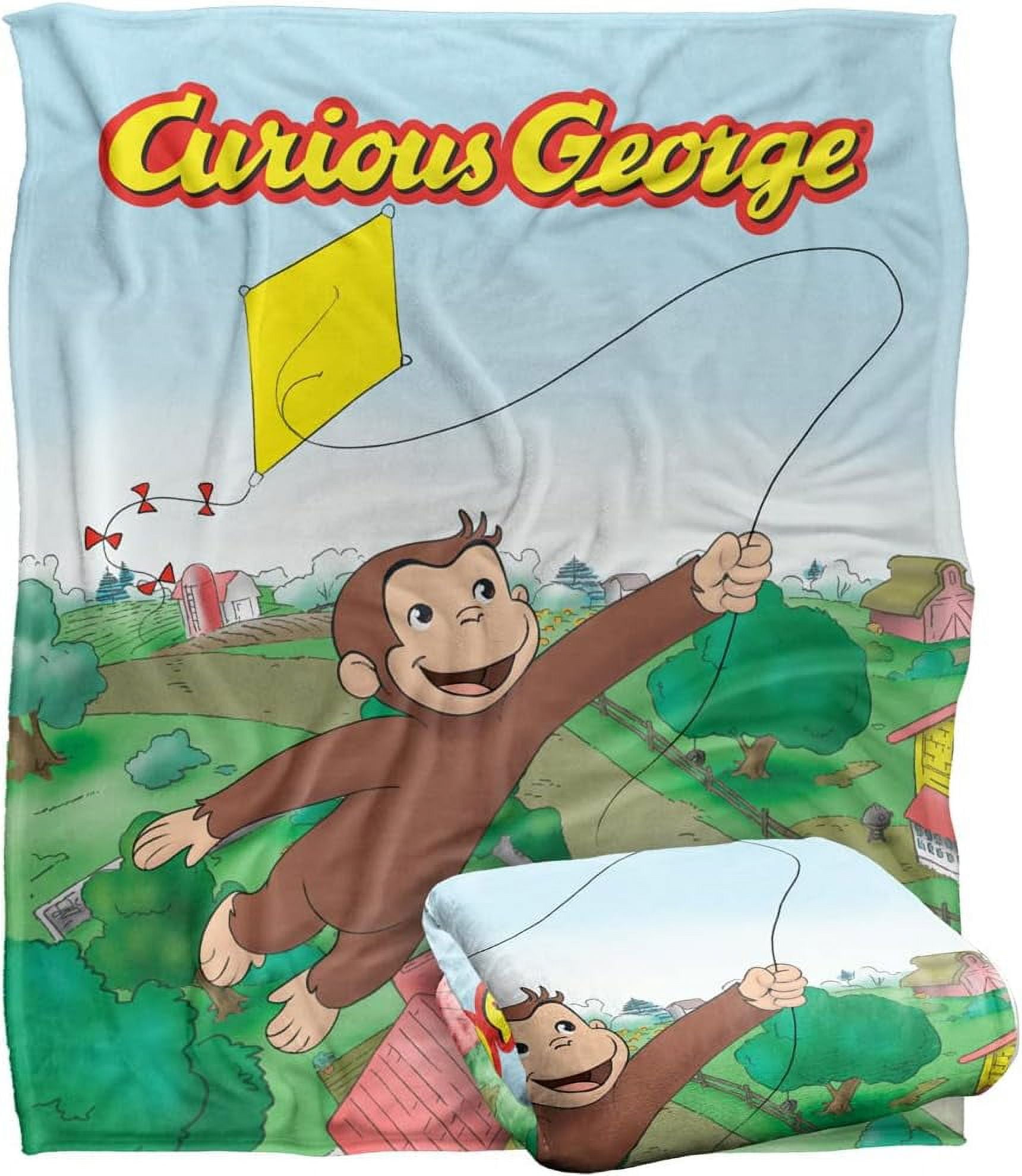 Curious George Blanket, 50"x60", Kite Flying George Silky Touch Super ...