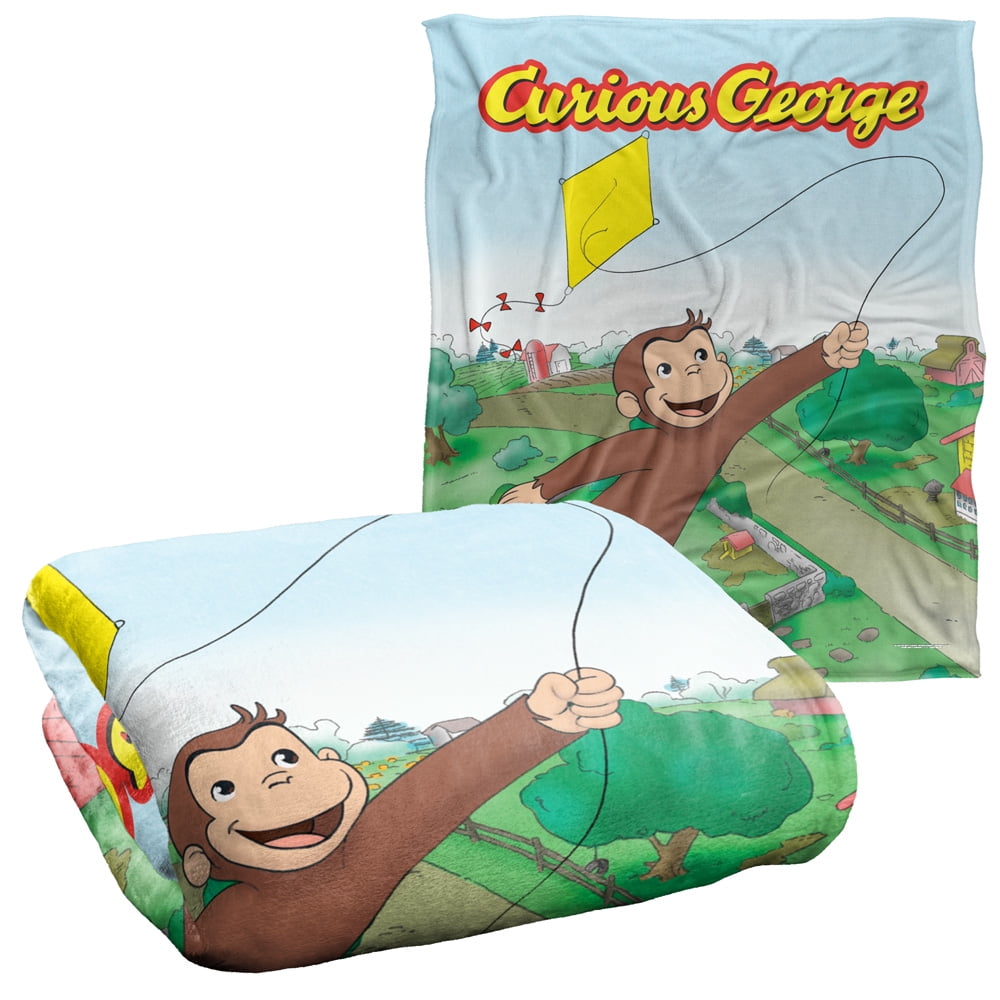 Curious George Blanket, 50"x60", Kite Flying George Silky Touch Super ...