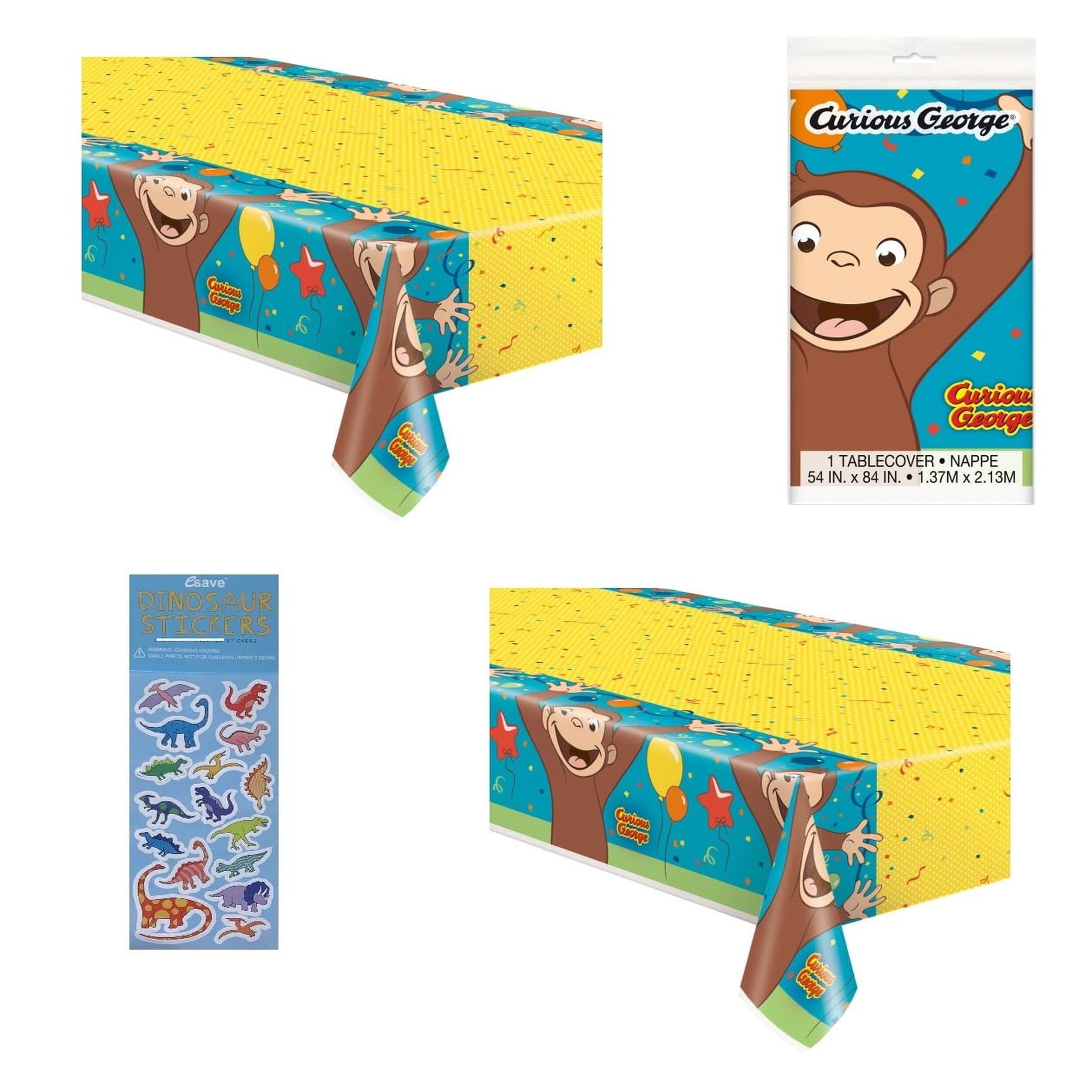 Curious George Dino Party Pack - 2 Table Covers & 1 Sticker Sheet ...