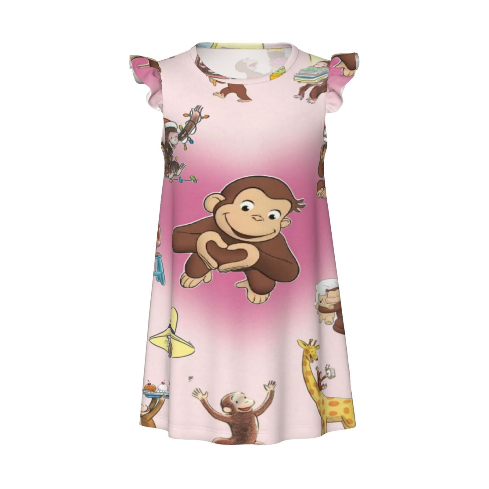 Curious George Little Girls Nightgowns Soft Flutter Sleeve Night Dress ...